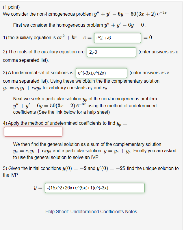 Solved (1 point) We consider the non-homogeneous problem | Chegg.com