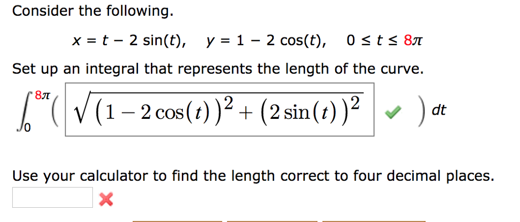 Solved Consider the following x = t-2 sin(t), y = 1-2 | Chegg.com