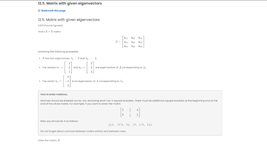 Solved 12.5. Matrix with given eigenvectors Bookmark this | Chegg.com