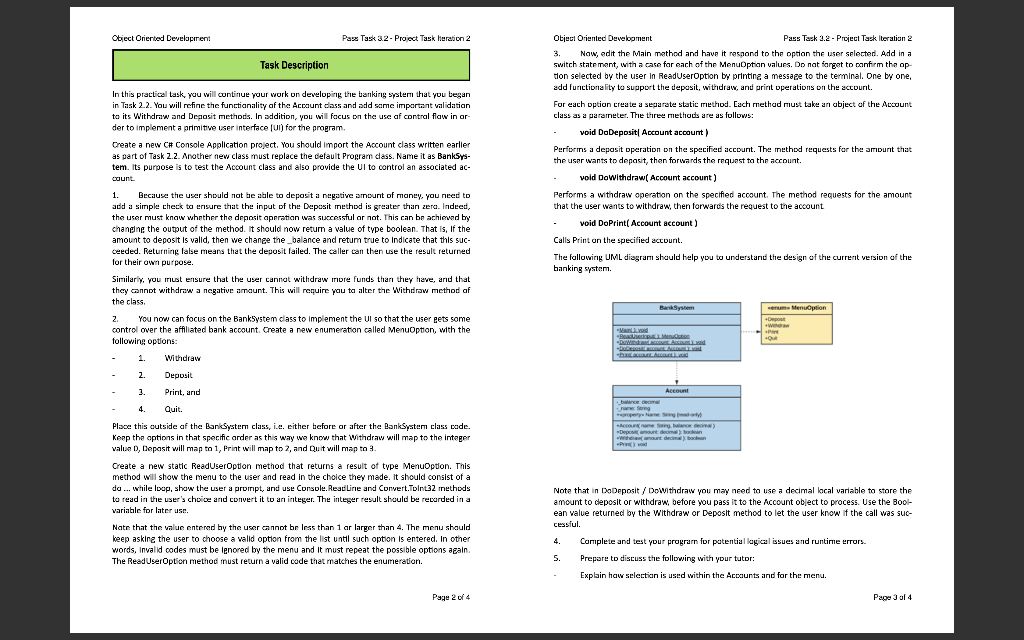 Solved Object Oriented Development Pars Tk 32 - Project Task | Chegg.com