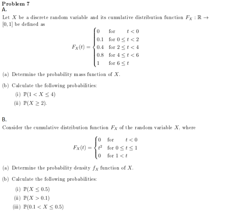 Solved for Problem 7 A. Let X be a discrete random variable | Chegg.com