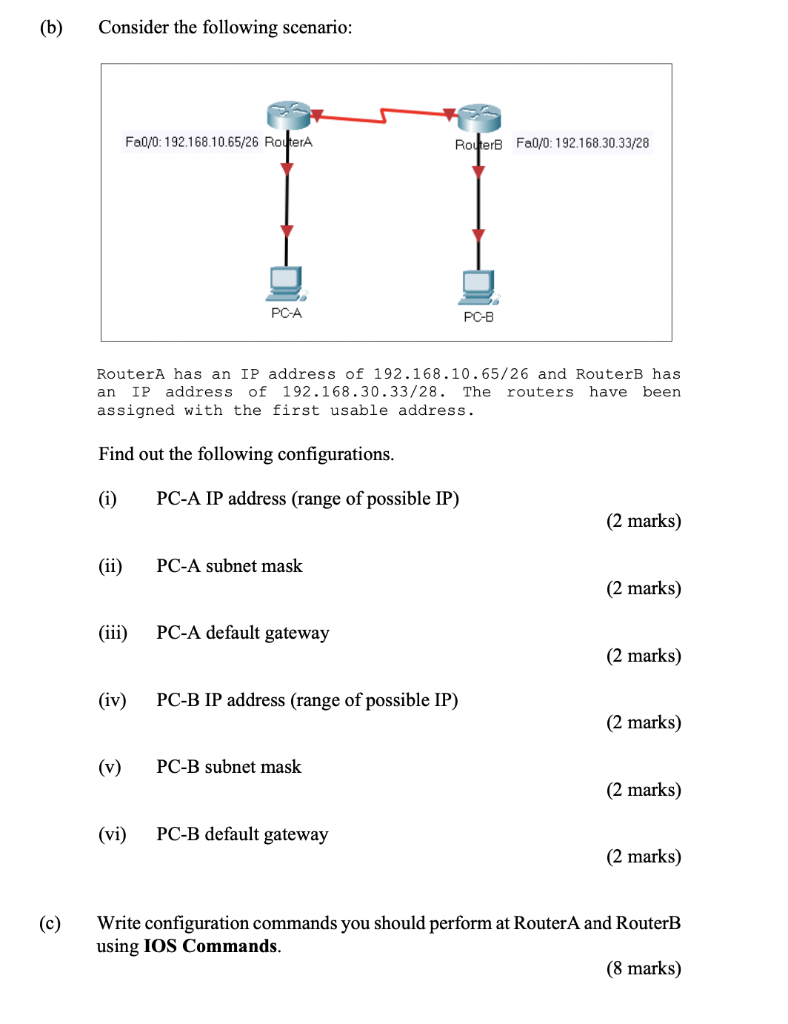 Solved (b) Consider the following scenario: RouterA has an | Chegg.com