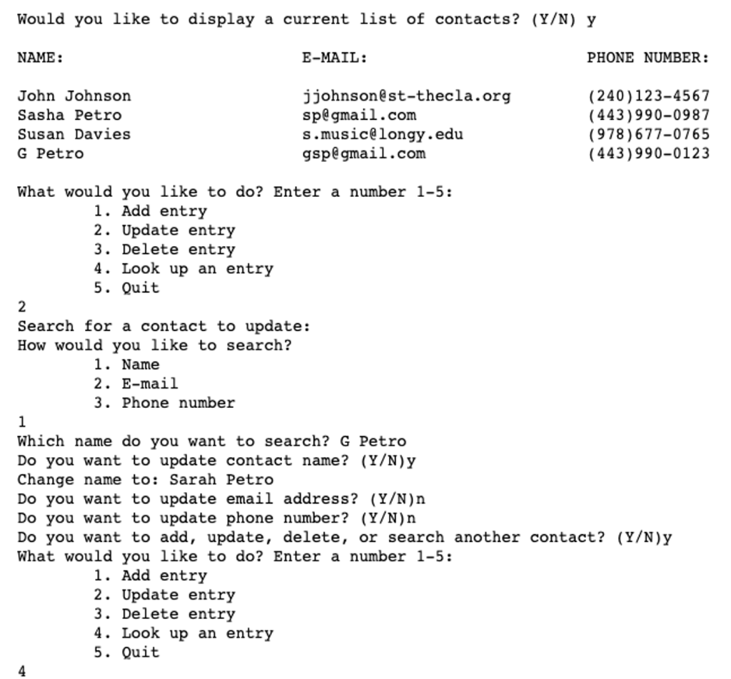 Solved Use Python to create address book. (We are working | Chegg.com