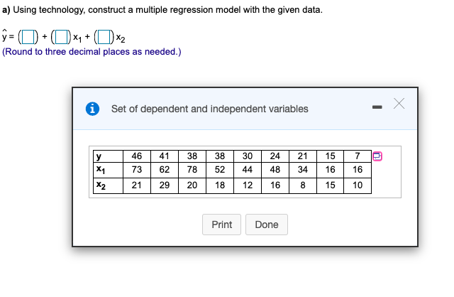 Solved a) Using technology, construct a multiple regression | Chegg.com