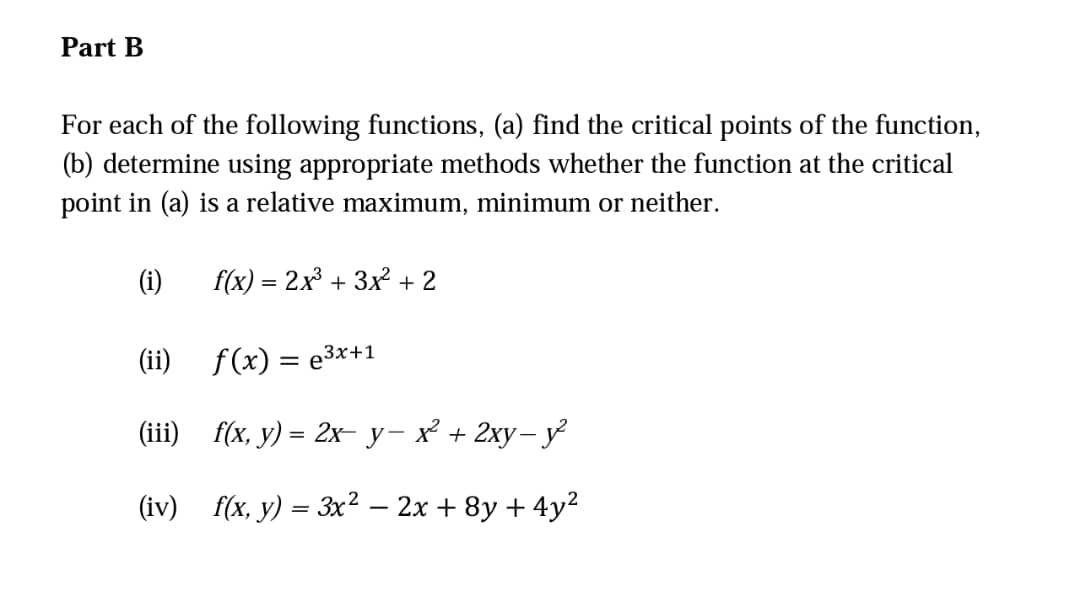 Solved Part B For each of the following functions, (a) find | Chegg.com