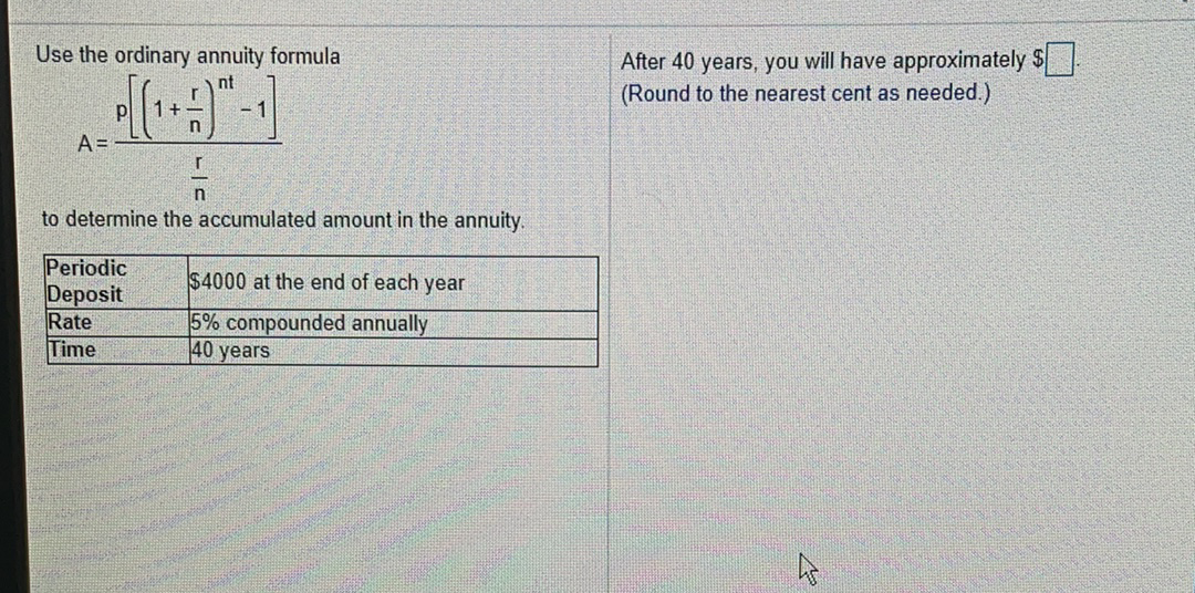 Solved Use the sinking fund formula shown to the right to | Chegg.com