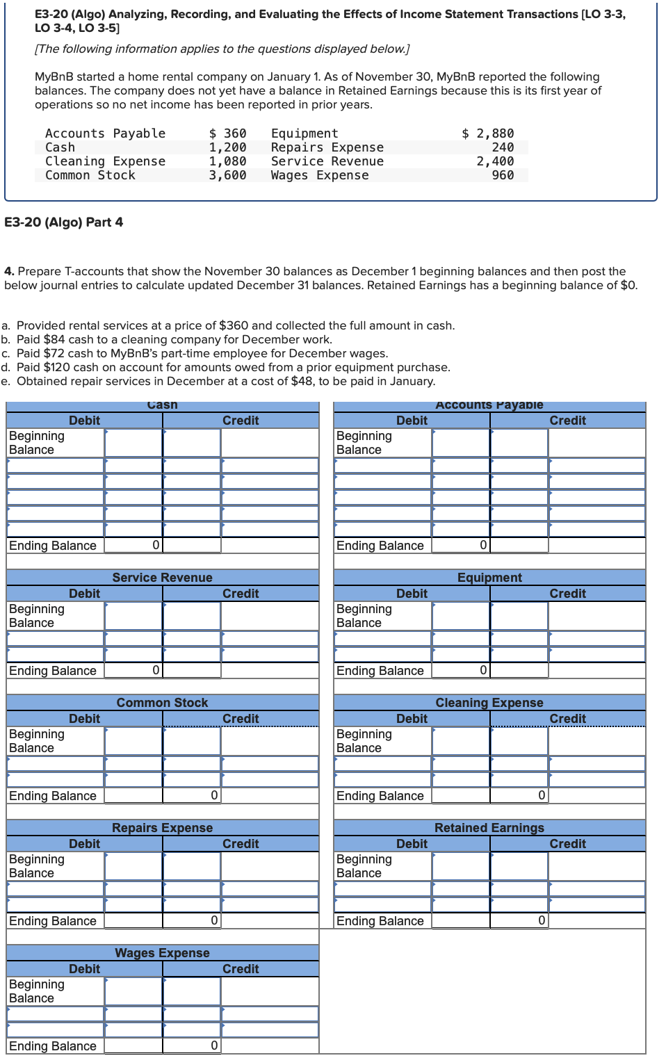 Solved E3-20 (Algo) ﻿Analyzing, Recording, and Evaluating | Chegg.com
