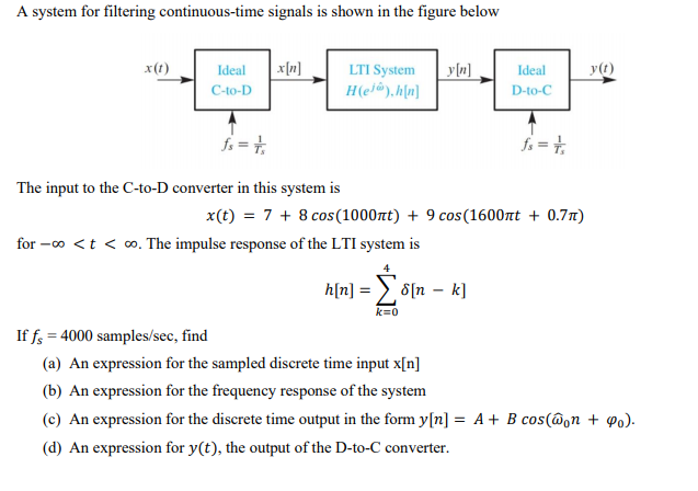 Solved A system for filtering continuous-time signals is | Chegg.com
