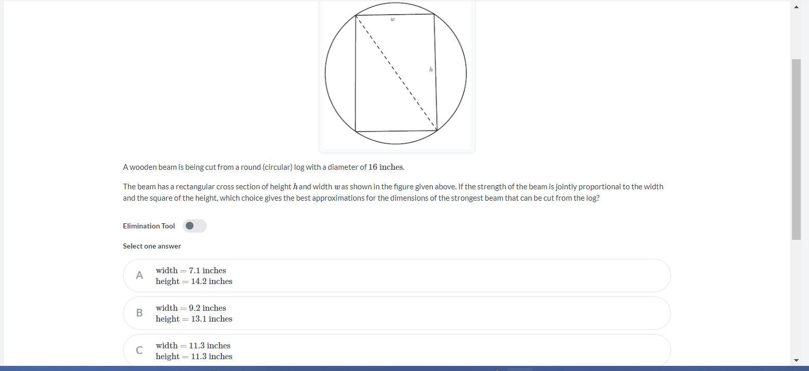 Solved wooden beam is being cut from a round (circular) log | Chegg.com