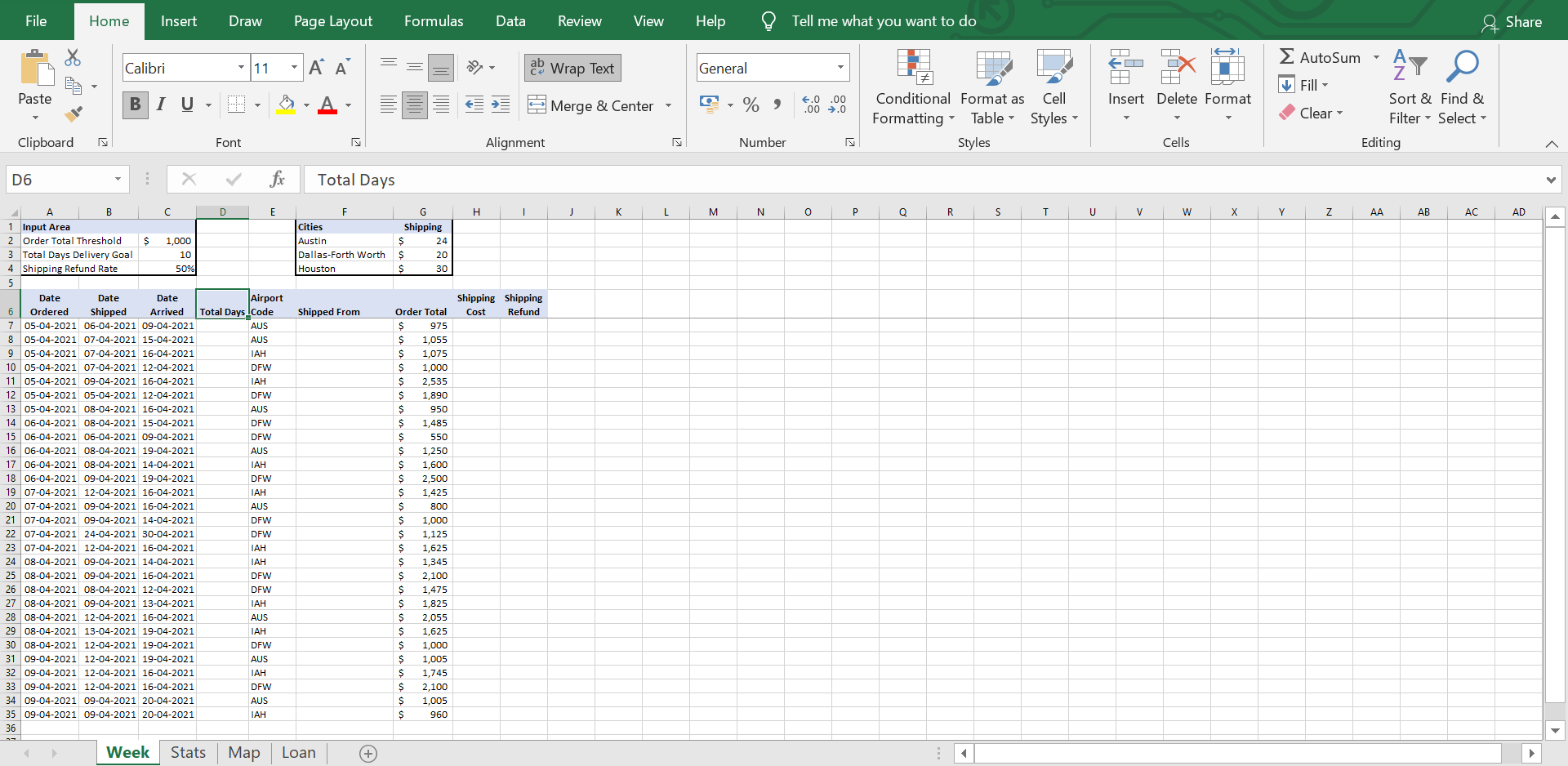 Solved Exp19_Excel_Ch07_CapAssessment_Shipping Project | Chegg.com
