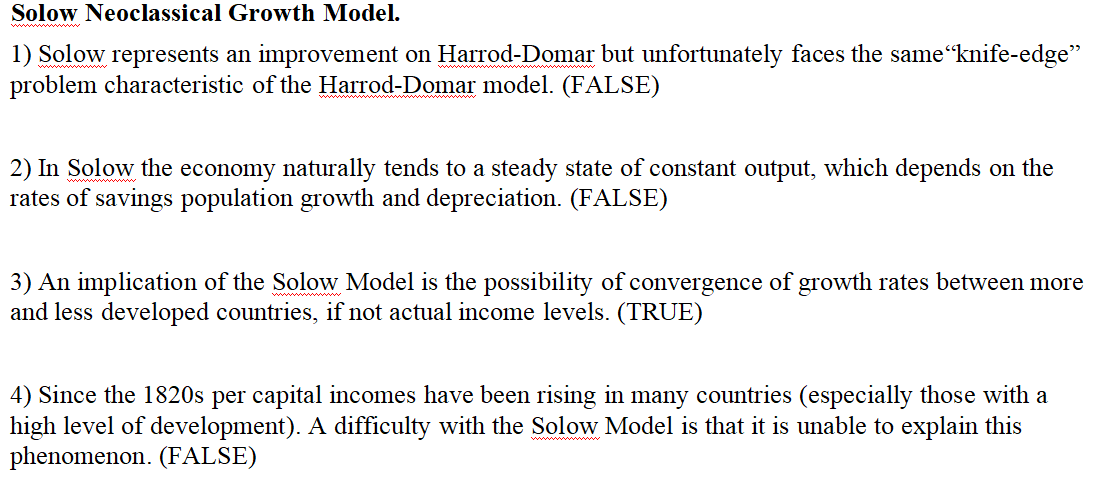 Solved Solow Neoclassical Growth Model. 1) Solow represents | Chegg.com