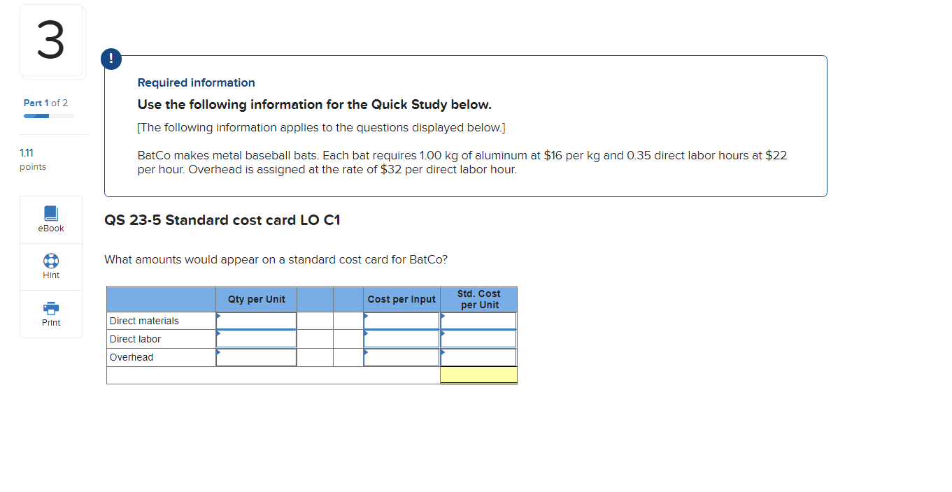 Solved 1 ! Part 1 of 2 Required information Use the | Chegg.com