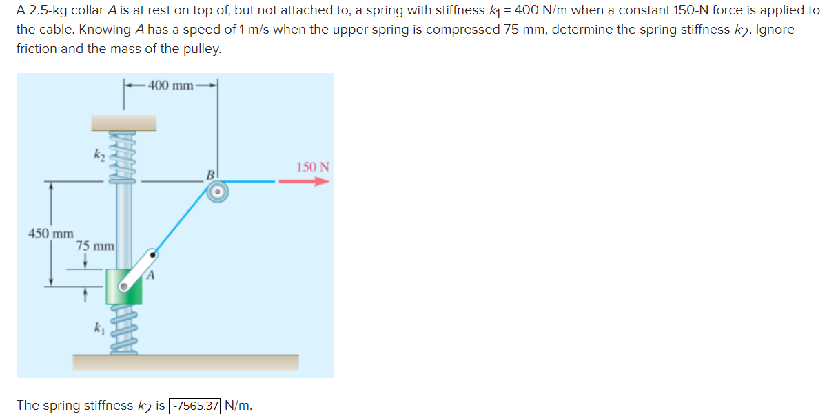 Solved A 2.5-kg collar A is at rest on top of, but not | Chegg.com