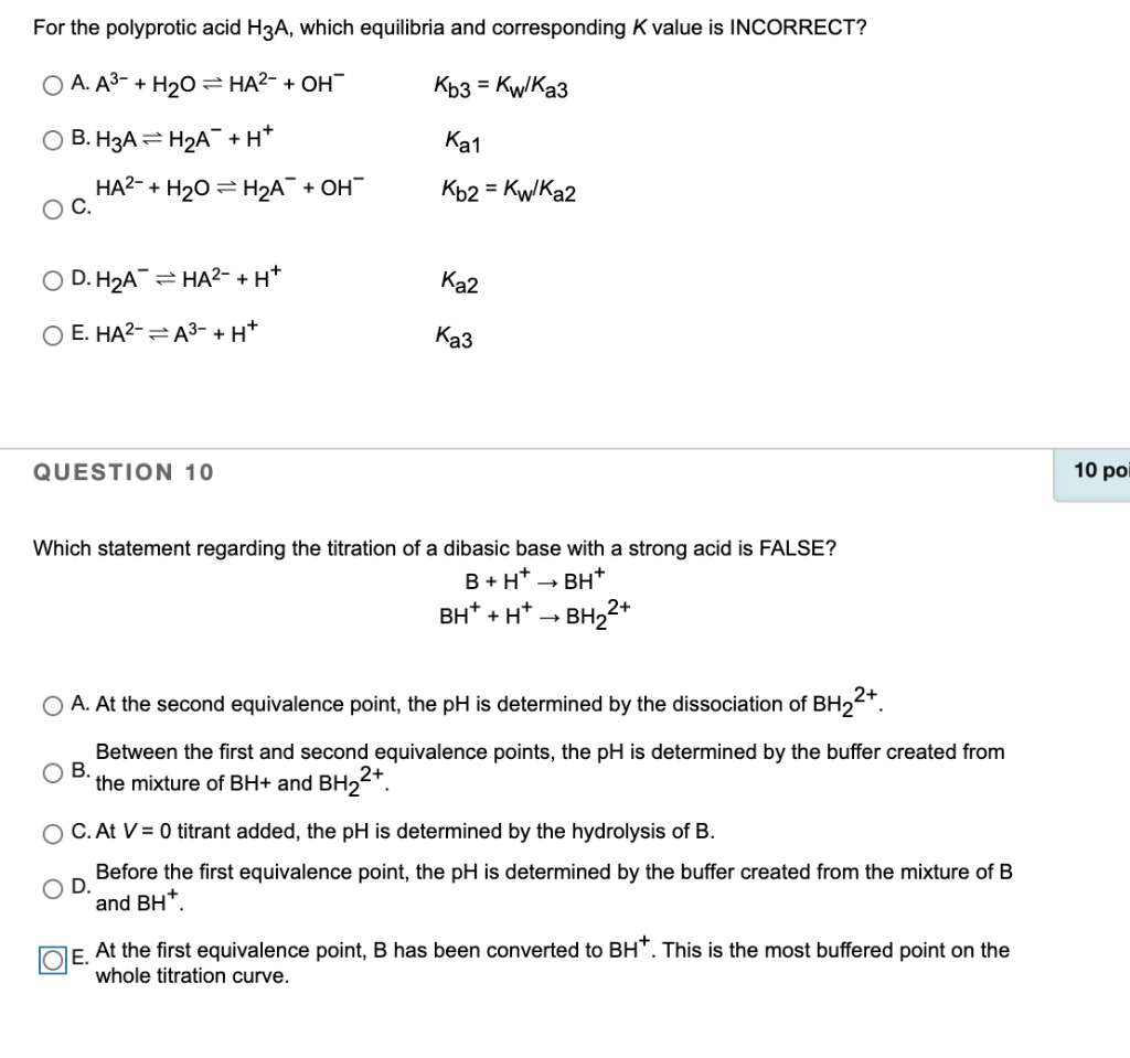 Solved For the polyprotic acid H3A, which equilibria and | Chegg.com