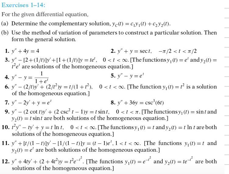 Solved Exercises 1-14: For the given differential equation, | Chegg.com