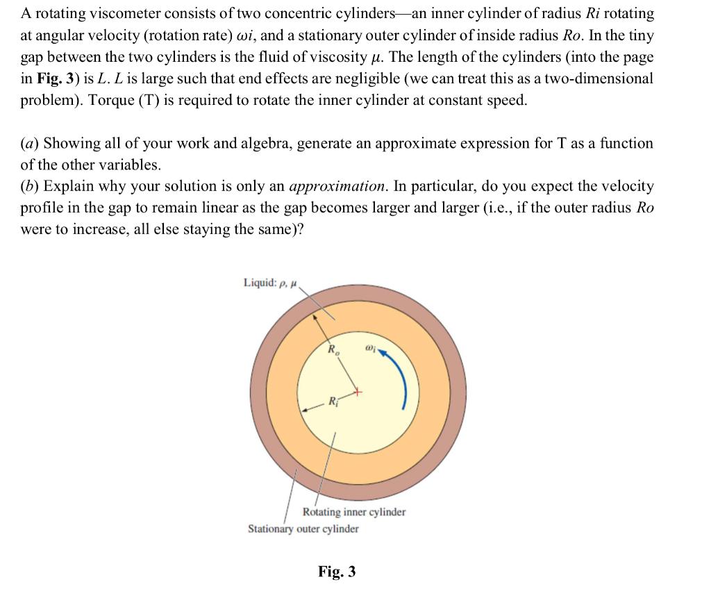 Solved A rotating viscometer consists of two concentric | Chegg.com