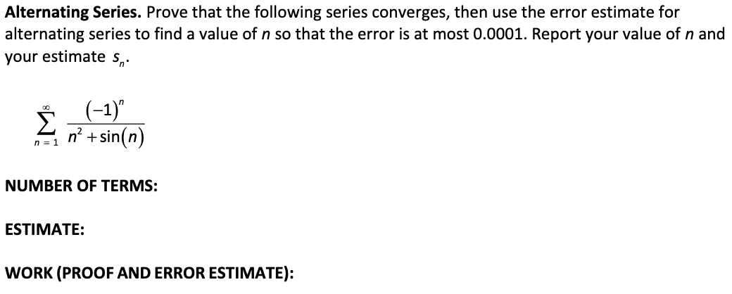 Solved Alternating Series. Prove that the following series | Chegg.com
