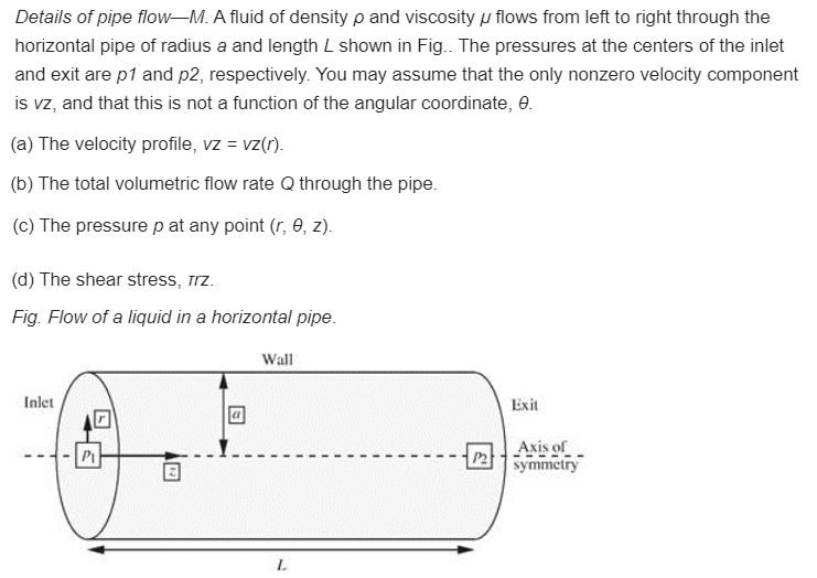 Details of pipe flow—M. A fluid of density p and | Chegg.com