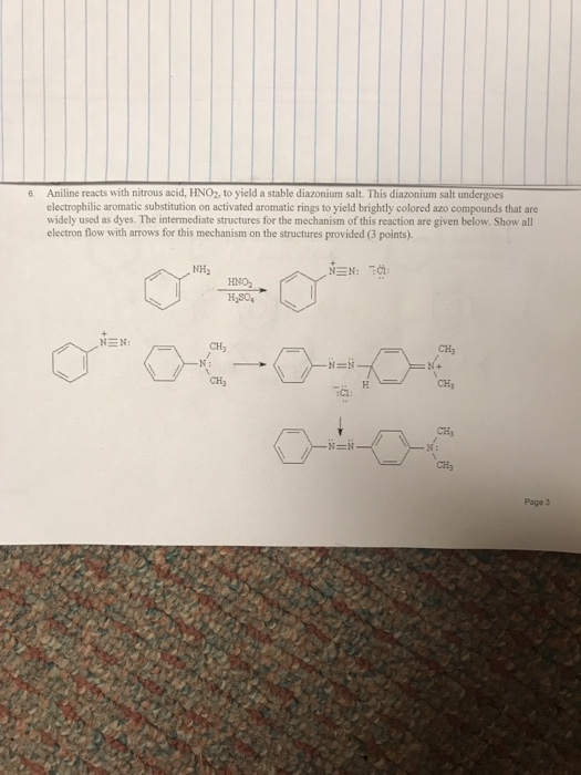 Solved Aniline reacts with nitrous acid, HNO2, to yield a | Chegg.com
