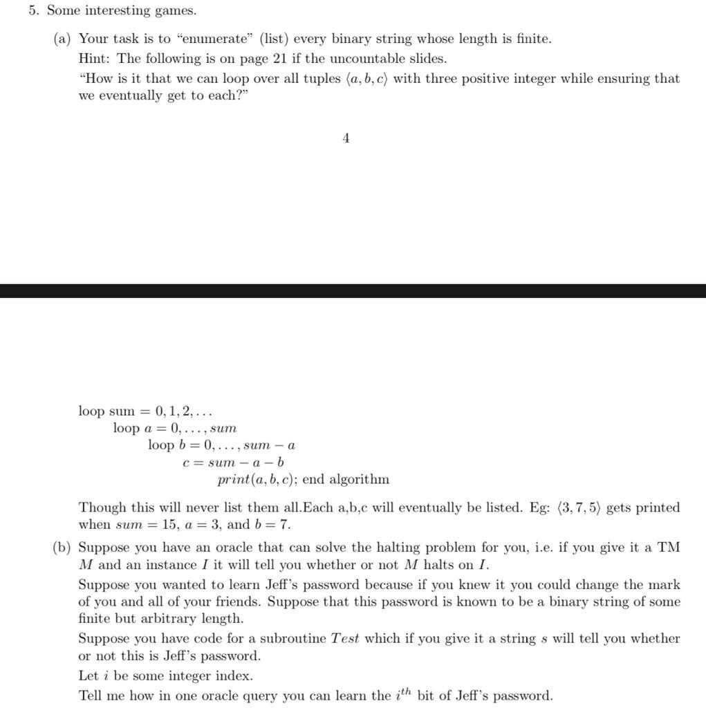 5. Some interesting games. (a) Your task is to | Chegg.com