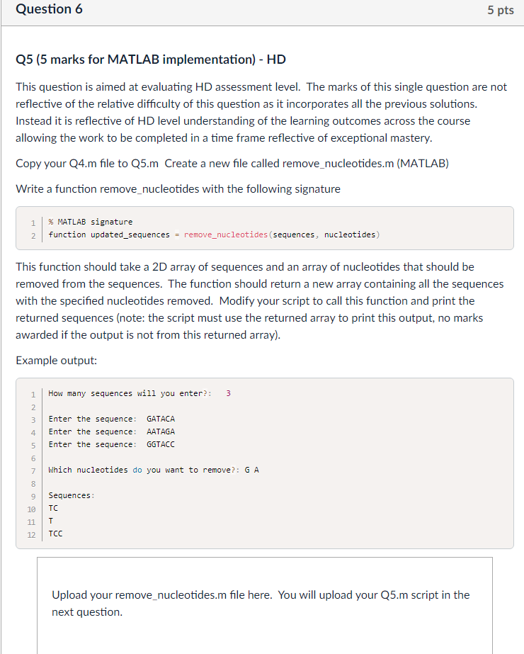 Solved Question 6 5 pts Q5 (5 marks for MATLAB | Chegg.com