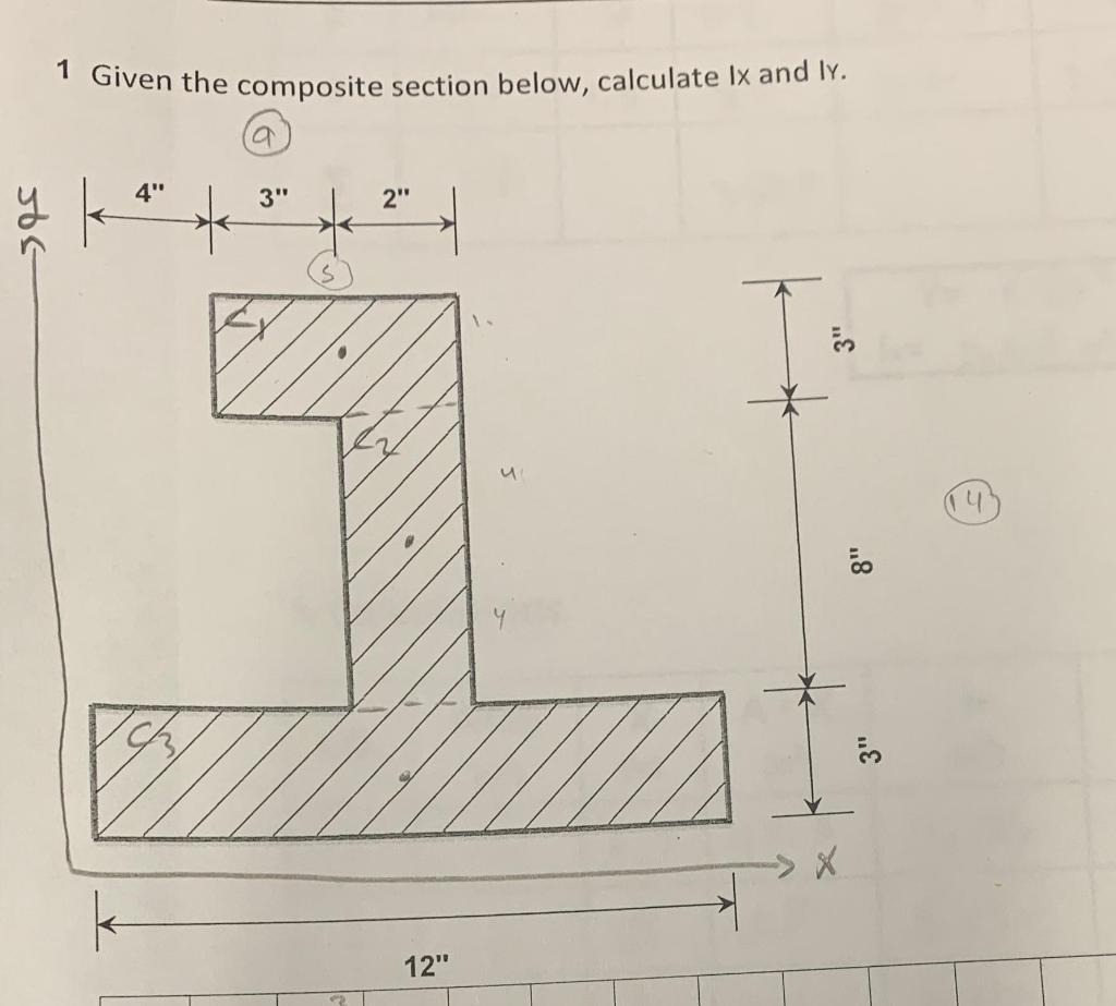 Solved 1 Given the composite section below, calculate Ix and | Chegg.com