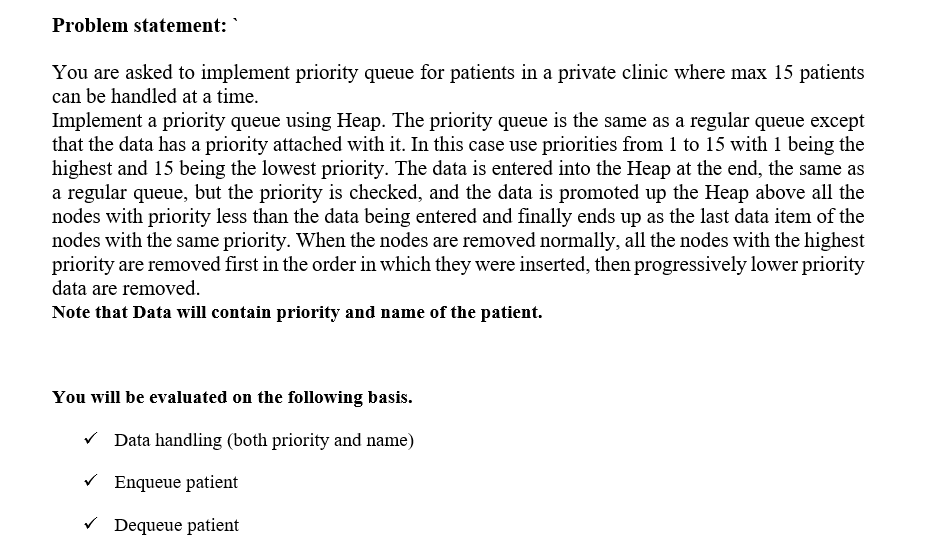 Solved Problem statement: You are asked to implement | Chegg.com