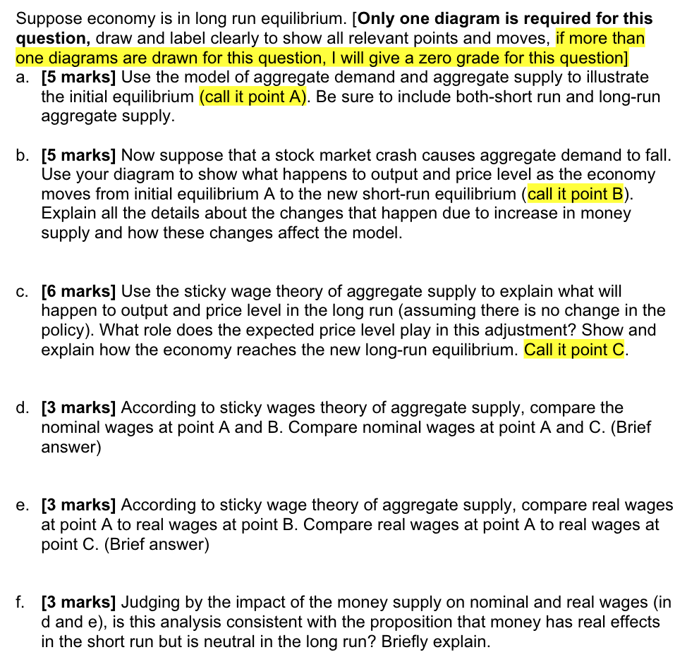 Solved a. [5 marks] Use the model of aggregate demand and | Chegg.com