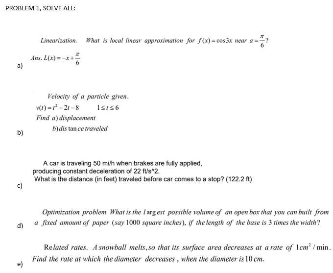 Solved PROBLEM 1, SOLVE ALL: Linearization. What is local | Chegg.com