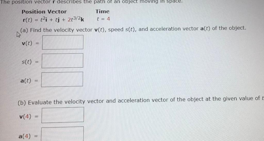 Solved The position vector r describes the path of an object | Chegg.com