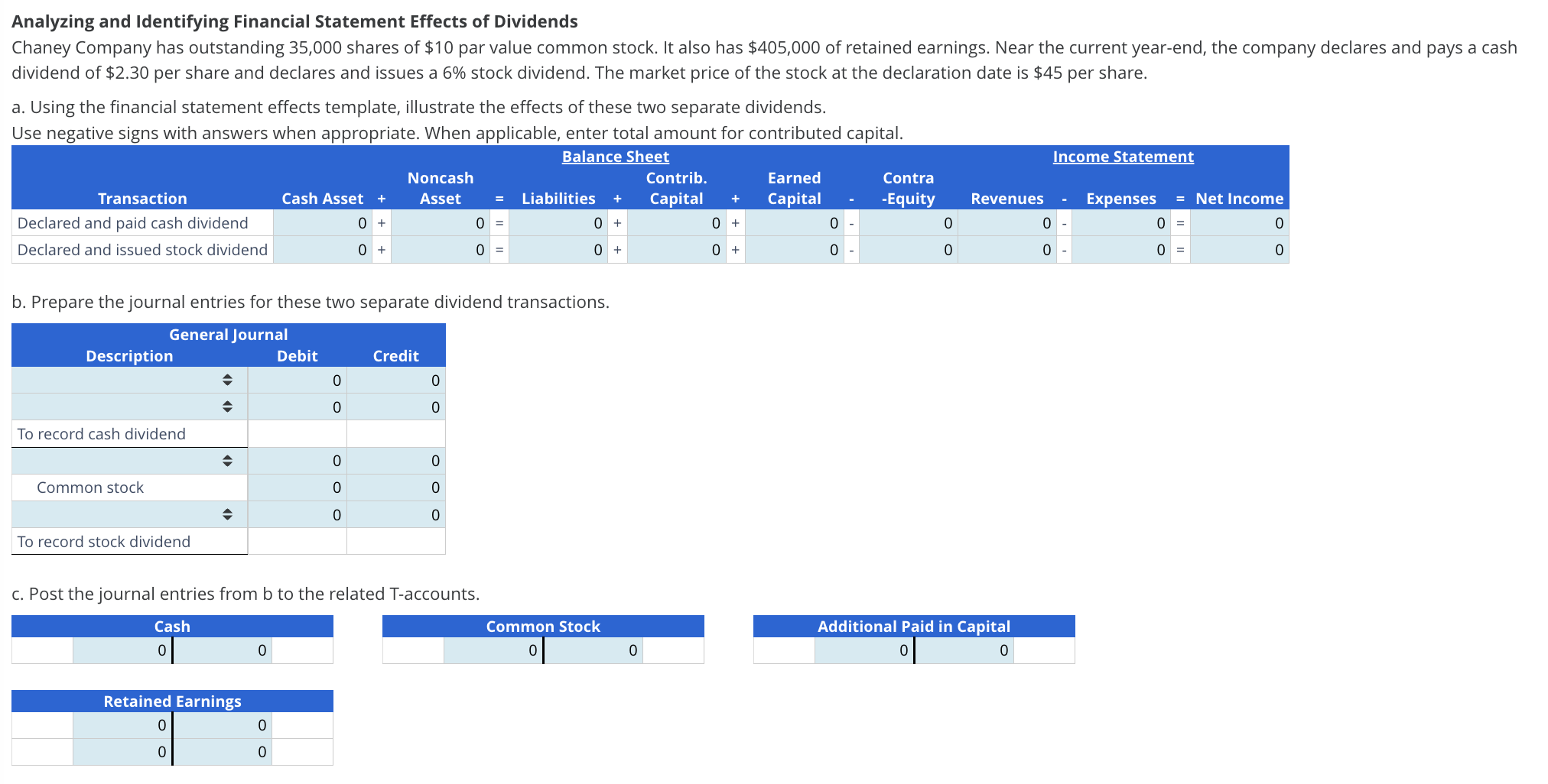 Solved Analyzing and Identifying Financial Statement Effects | Chegg.com