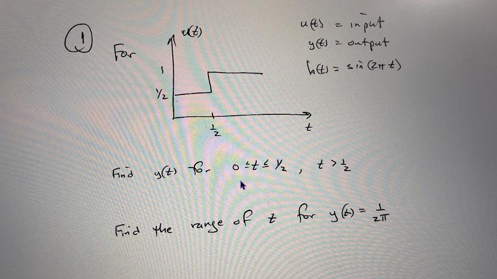 Solved s= in put (s) = output t)=sin(2πt) Find y(t) for | Chegg.com