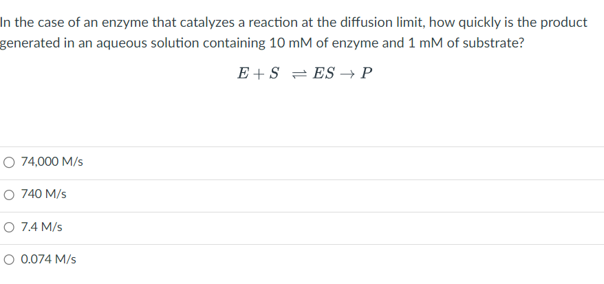 Solved In the case of an enzyme that catalyzes a reaction at | Chegg.com