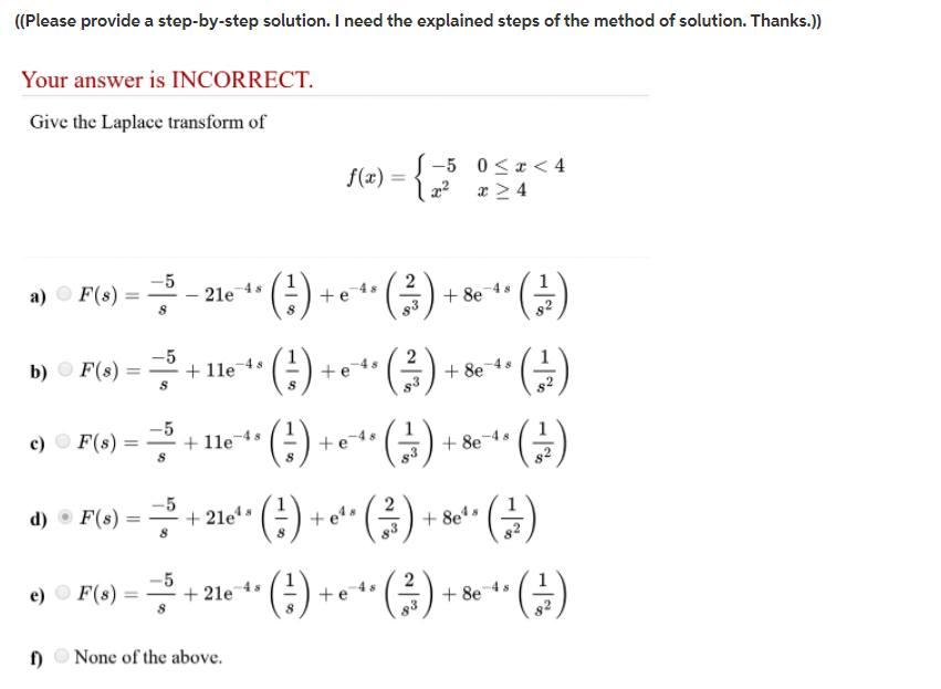 Solved ((Please provide a step-by-step solution. I need the | Chegg.com