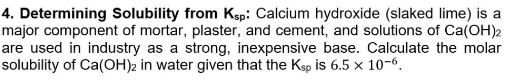 Solved 4. Determining Solubility from Ksp : Calcium | Chegg.com