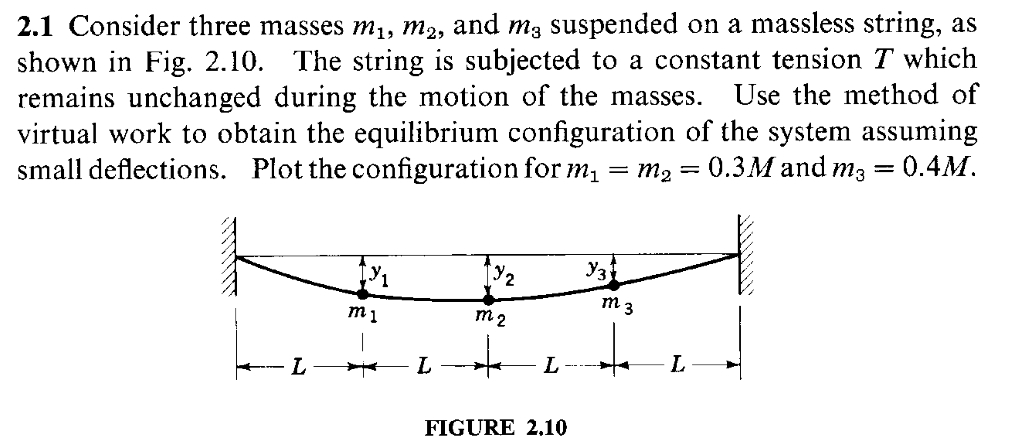 Solved 2.1 Consider three masses M1, M2, and my suspended on | Chegg.com