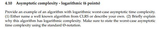 Solved 4.10 Asymptotic complexity - logarithmic (6 points) | Chegg.com