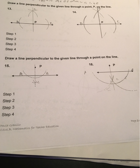 Solved Draw a line perpendicular to the given line through a | Chegg.com