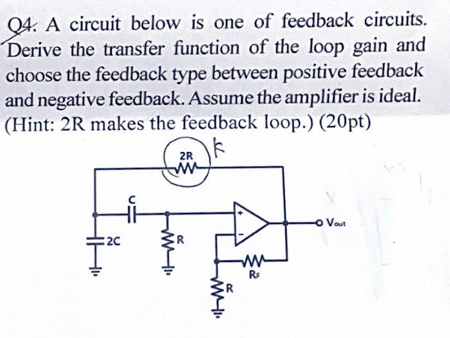 Solved Q4. ﻿A circuit below is one of feedback circuits. | Chegg.com