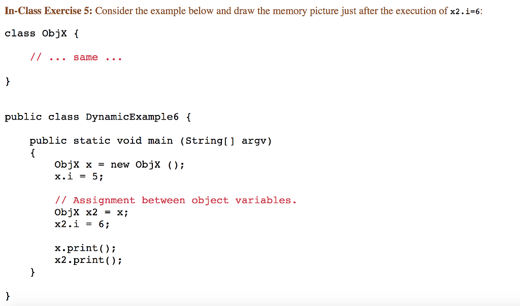 Solved In Java Draw Memory Picture For Both Exercise 4 And