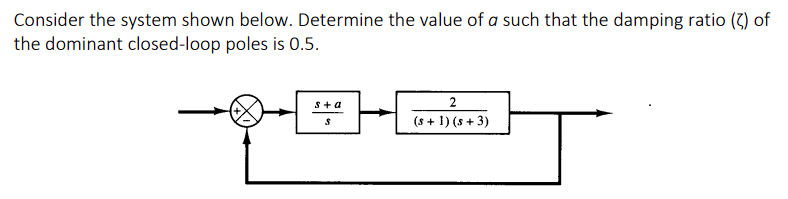 [Solved]: Consider the system shown below. Determine the va