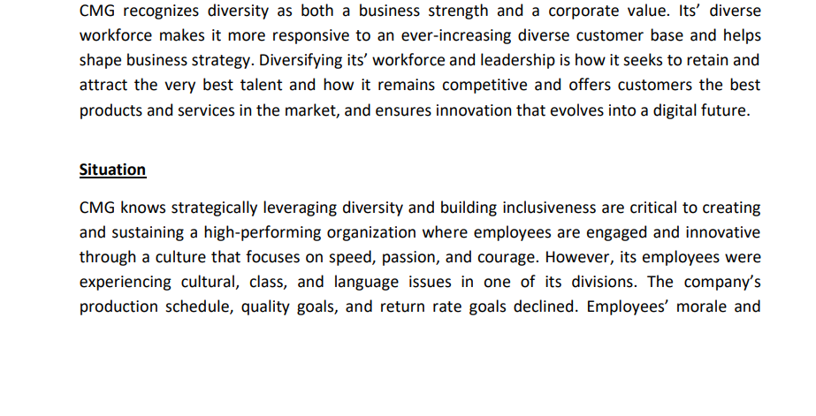 Solved Case Study: Diversity in Cox Media Group Introduction | Chegg.com