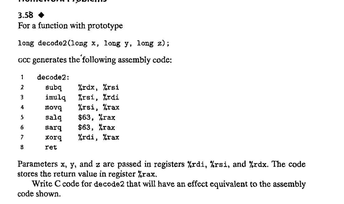 Solved 3.58, 3.63, (Note: These problems may assume a 64-bit | Chegg.com