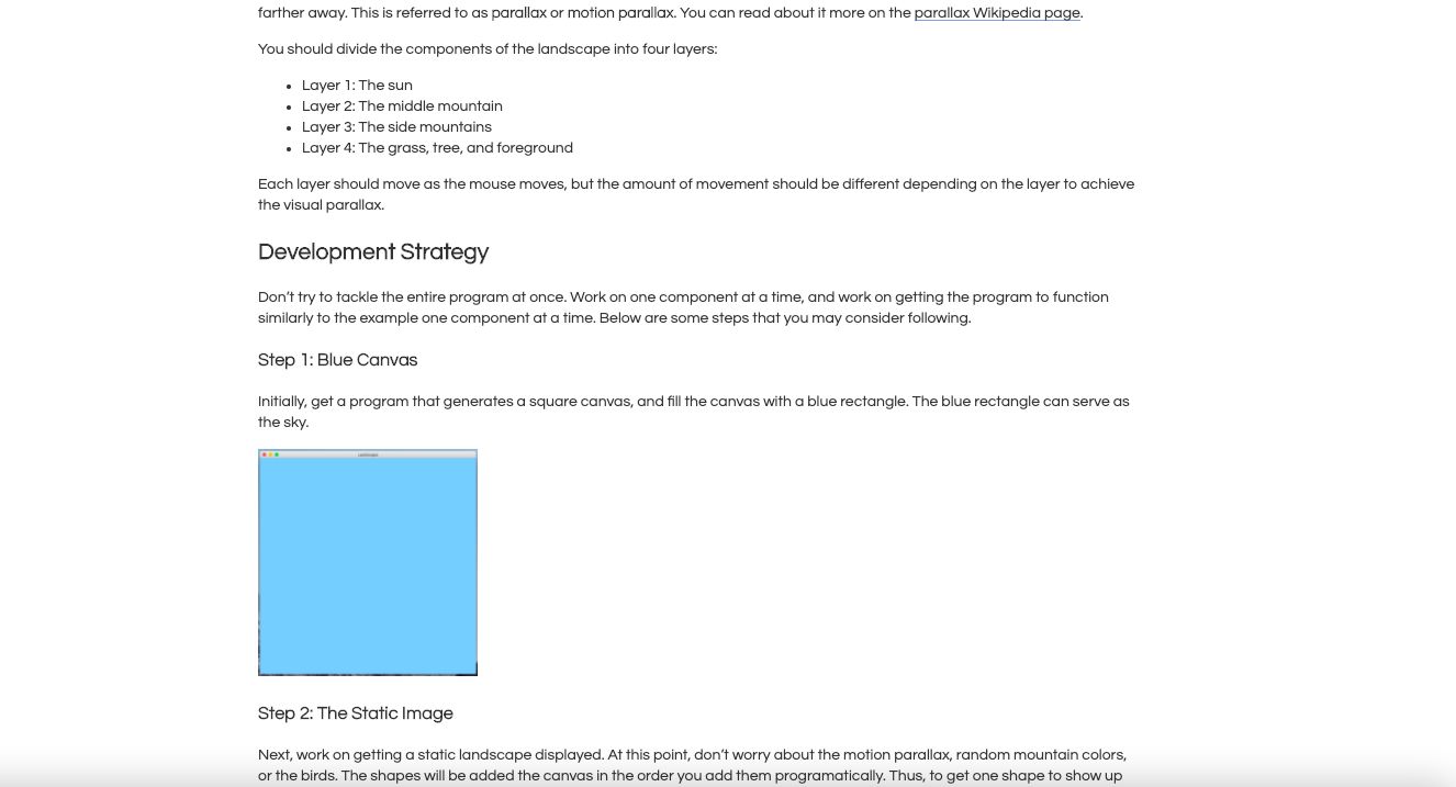 Solved CSc 110 - Motion Parallax Landscape In this | Chegg.com