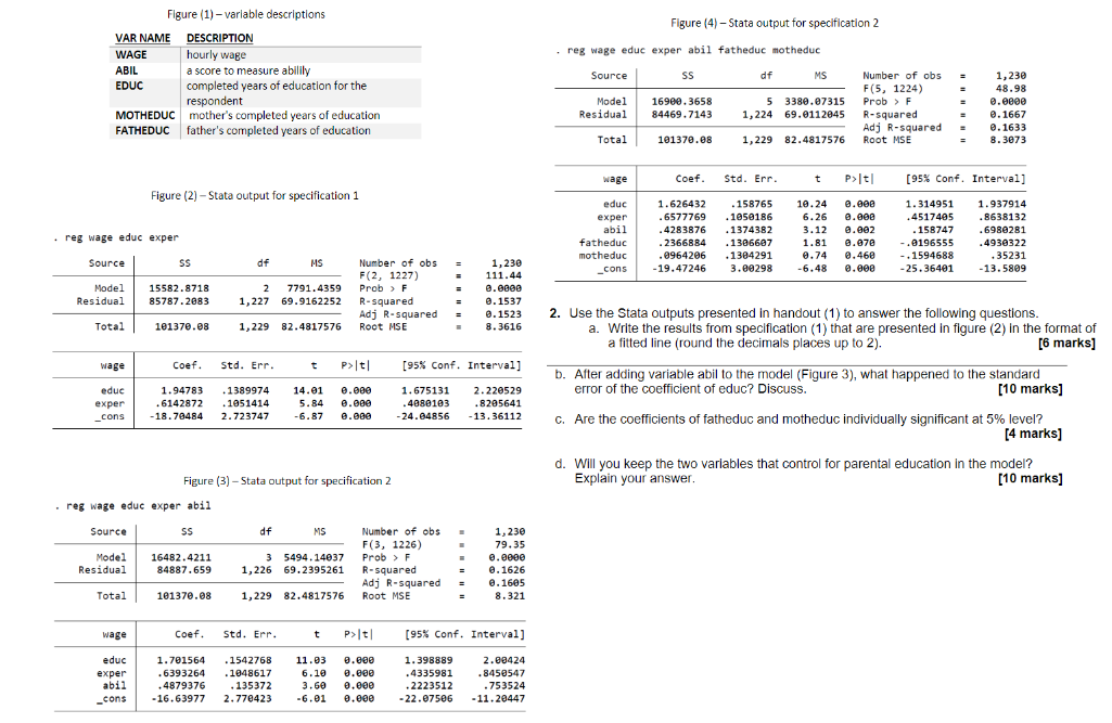 Solved Figure (1) - variable descriptions Figure (4) - Stata | Chegg.com