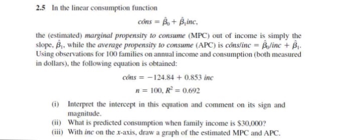 Solved 2.5 In the linear consumption function coins = ?? + | Chegg.com