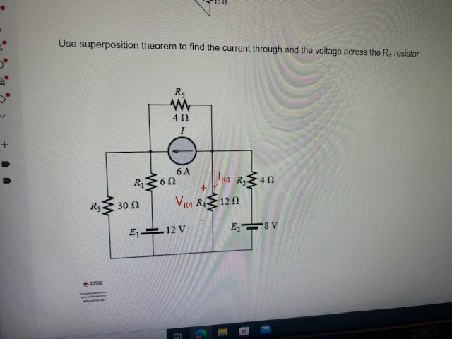 Solved Use superposition theorem to find the current through | Chegg.com
