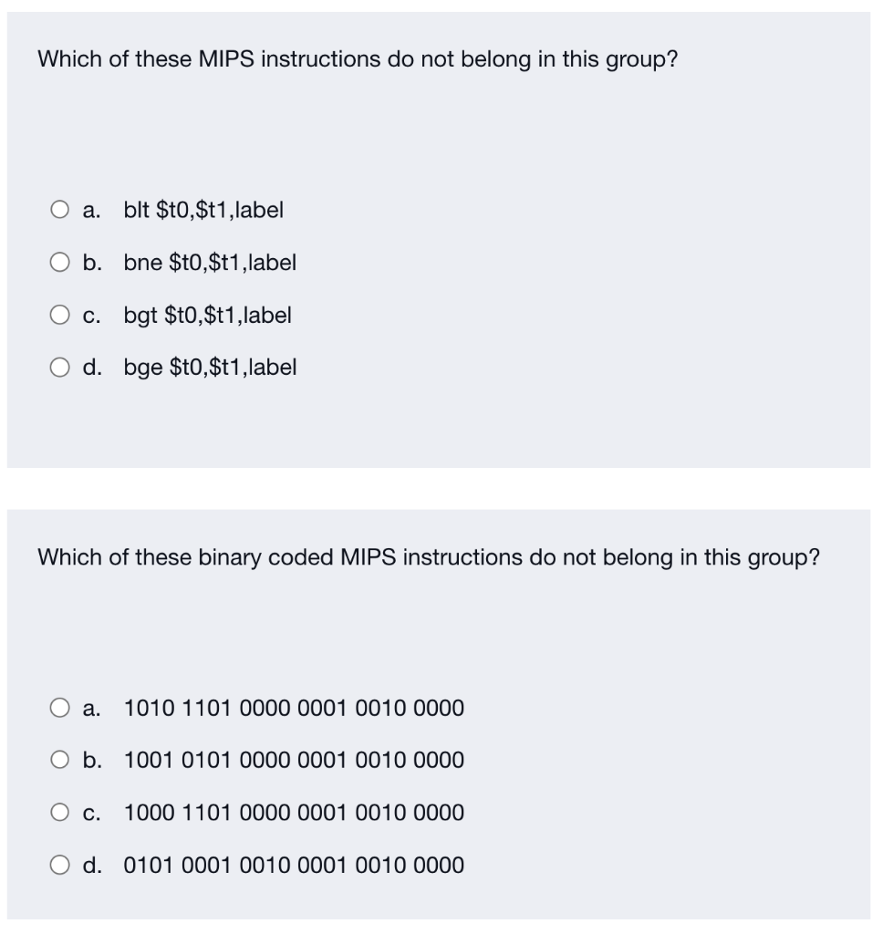 Solved Which of these MIPS instructions do not belong in | Chegg.com