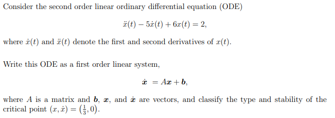 Solved Consider the second order linear ordinary | Chegg.com