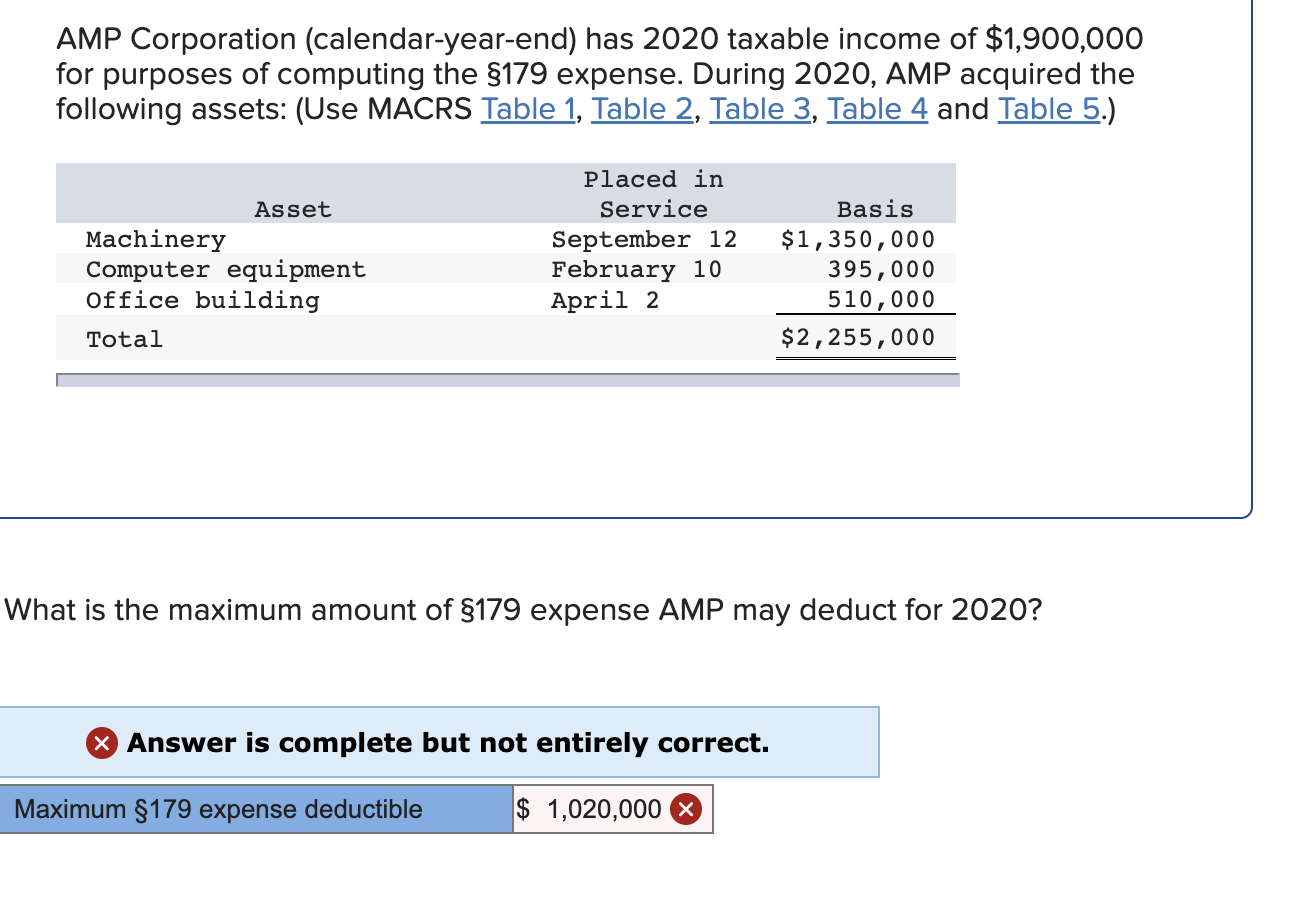 Solved AMP Corporation (calendar-year-end) has 2020 taxable | Chegg.com